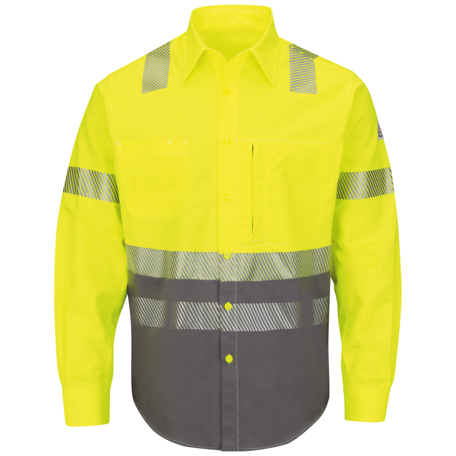 Bulwark FR Hi-Visibility Shirt SLB4, Color-Block Uniform — Shirt Size ...